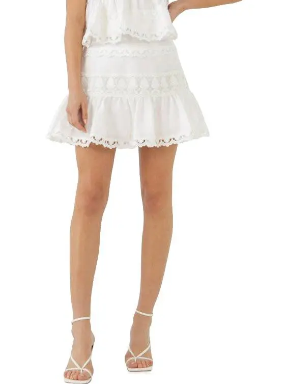 Endless Rose Cotton & Linen Miniskirt - White