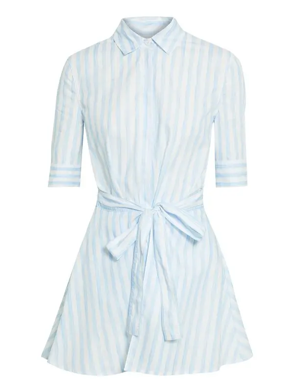 Rosetta Getty Striped Cotton-poplin Shirt With Belt - Sky Blue