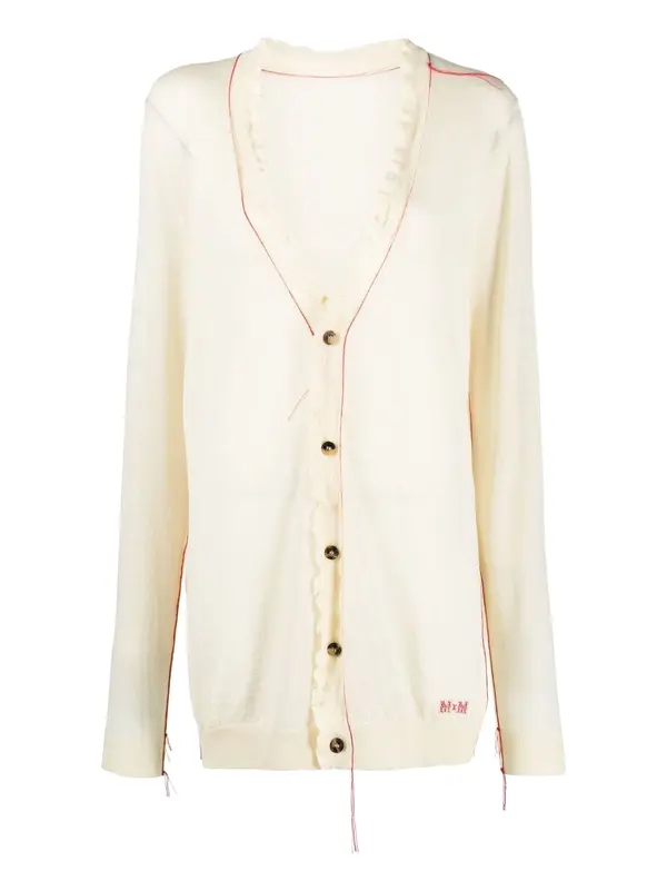 MAISON MARGIELA Logo-embroidered Cardigan - Neutrals