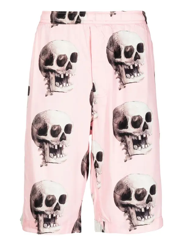 ENDLESS JOY Skull Graphic-print Bermuda Shorts - Pink