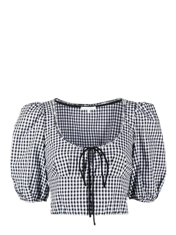 Patrizia Pepe Gingham-print Crop Top - Black