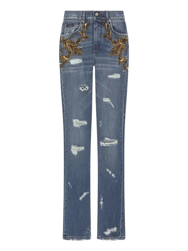 Dolce & Gabbana Embellished Flared Jeans - Blue