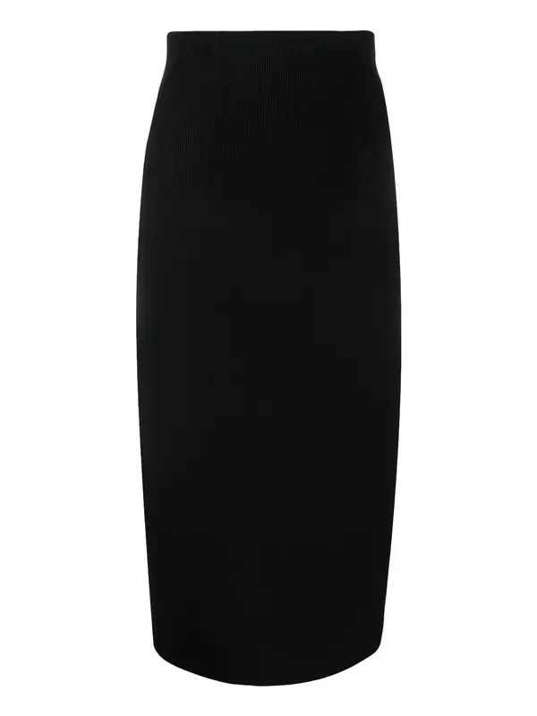 Victoria Beckham Knitted Midi Pencil Skirt - Black