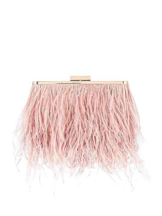OLGA BERG Estelle Feather Clutch - Blush