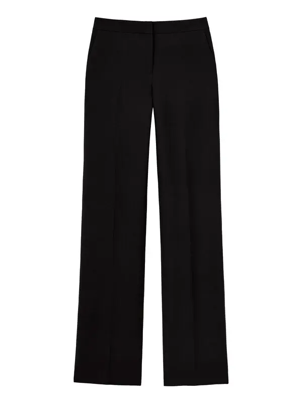 Lafayette 148 New York Wool-silk Crepe High-rise Straight Pants - Black