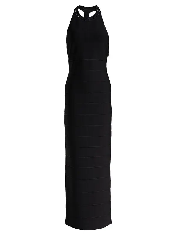 Herve Leger Embellished Bandage Halterneck Gown - Black