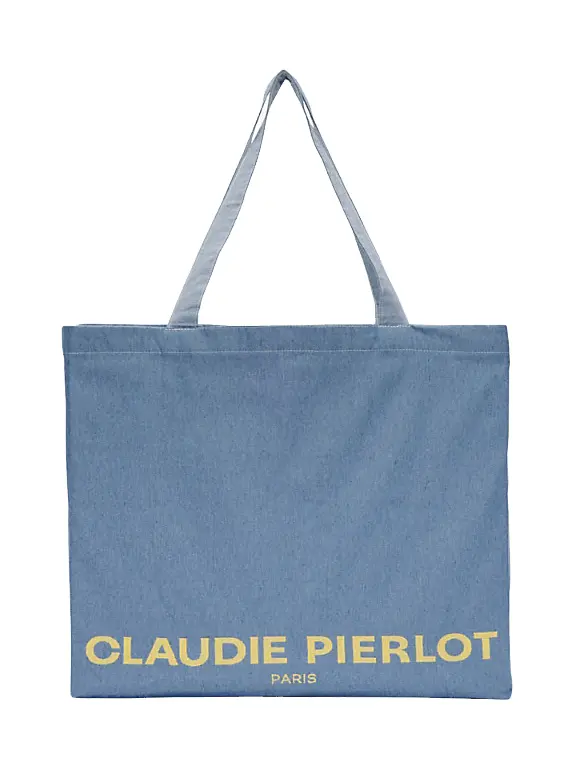 Claudie Pierlot Logo-print Cotton-blend Tote Bag - Bleus