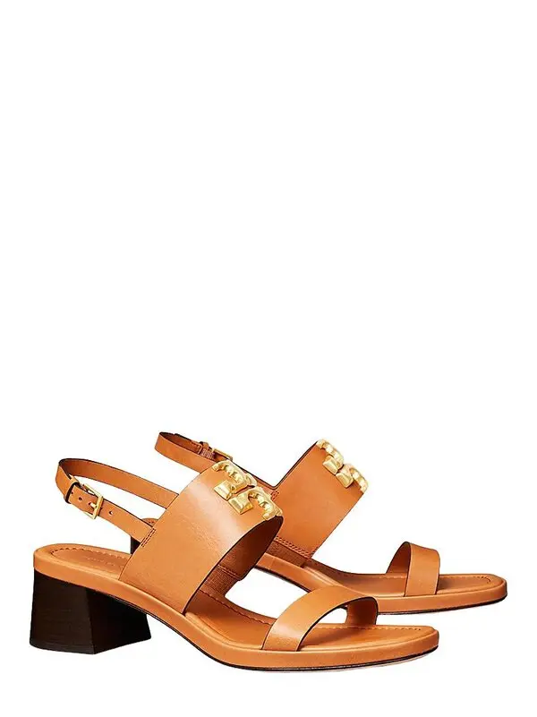Tory Burch Eleanor Block Heel Sandals - Brandy