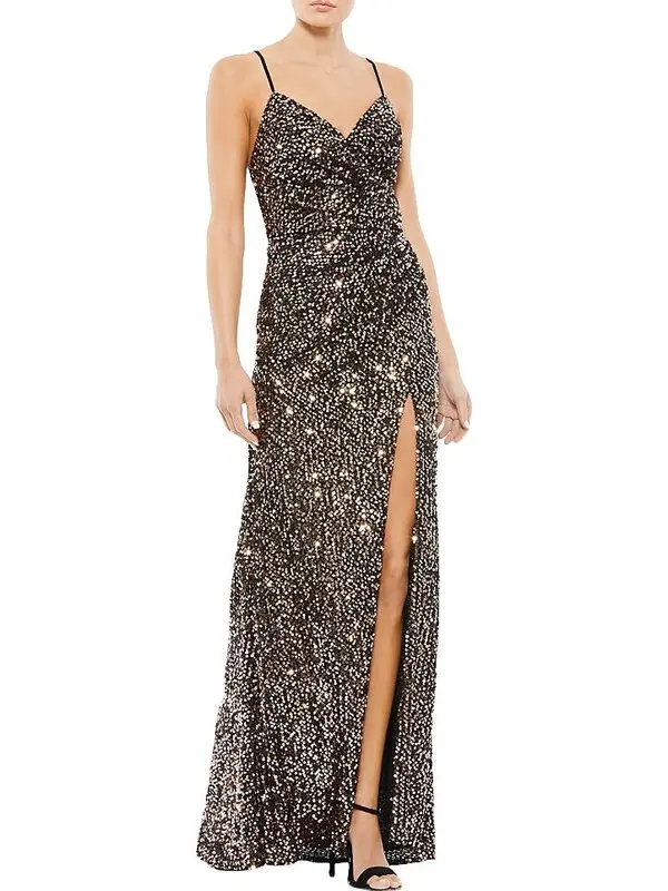 Mac Duggal Ieena Collection Sequined Gown - Bronze