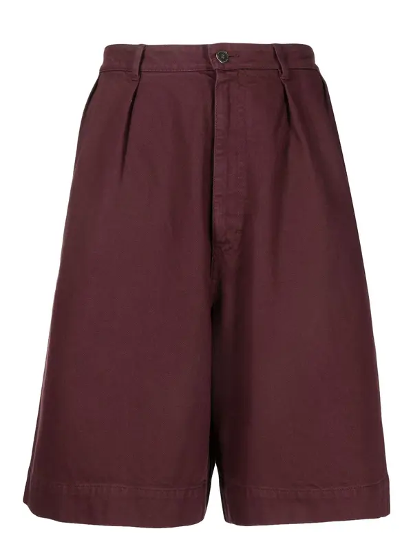 Raf Simons Pleat-detail Bermuda Shorts - Purple