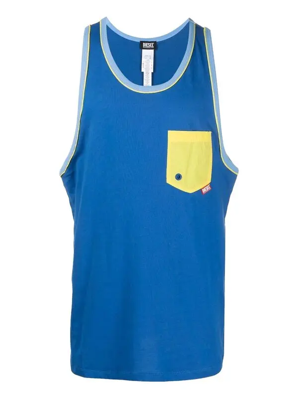 DIESEL® Color-blocked Cotton Tank Top - Blue