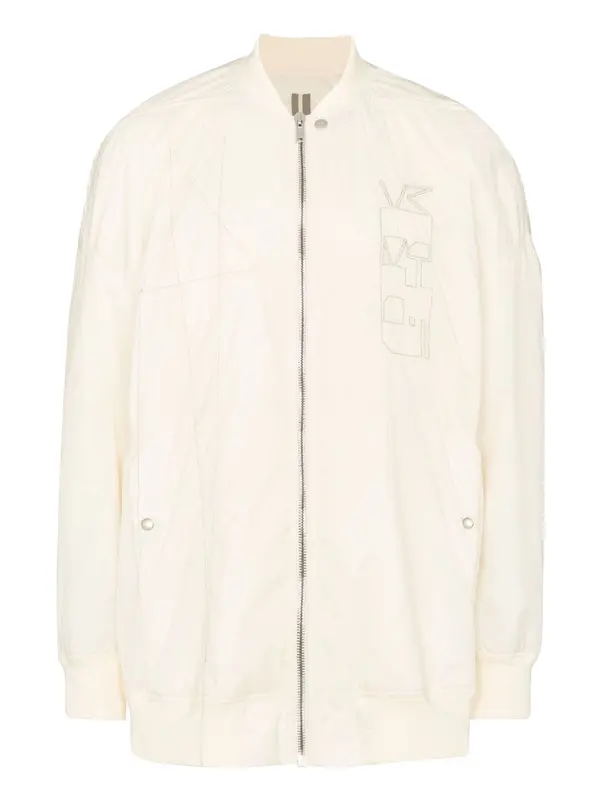 Rick Owens Embroidered Logo Bomber Jacket - Neutrals