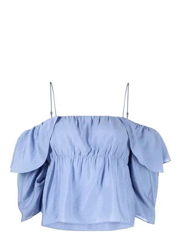 Vince Cold-shoulder Ruffle Blouse - Blue