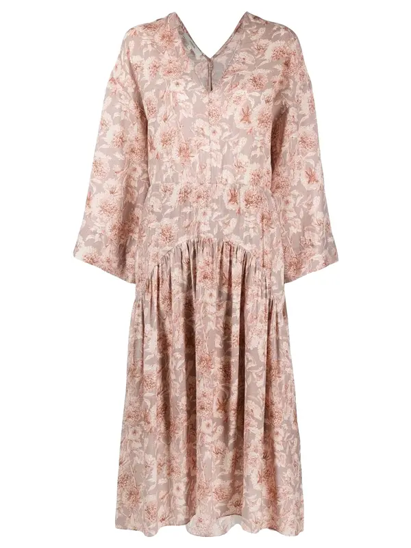 Vince Dahlia Floral-print Dress - Pink
