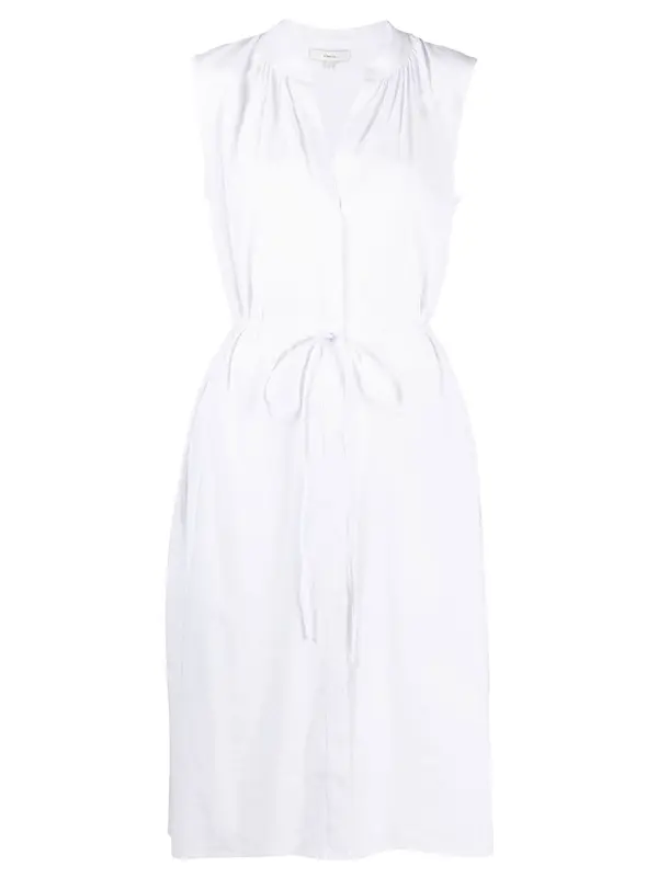 Vince Shirred Band Collar Dress - White