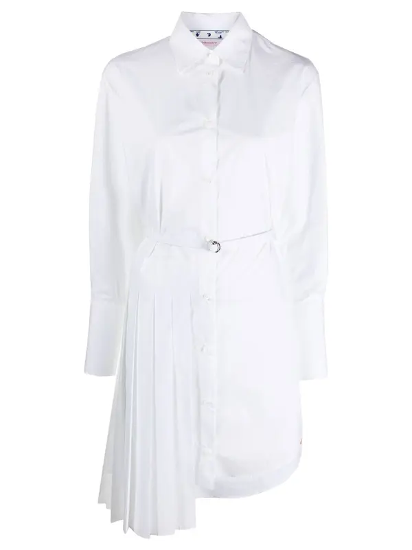 Off-White Slogan-print Shirt Dress - White