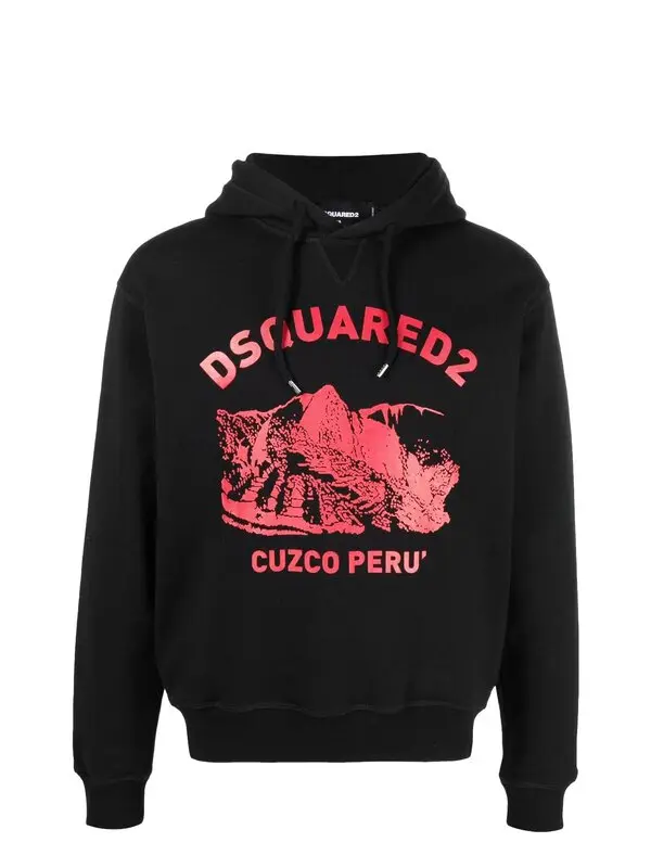 Dsquared2 Logo-print Cotton Hoodie - Black