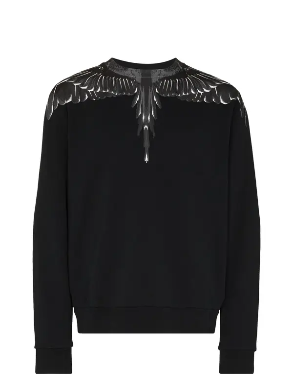 COUNTY OF MILAN Wings-print Crew-neck Sweatshirt - Black