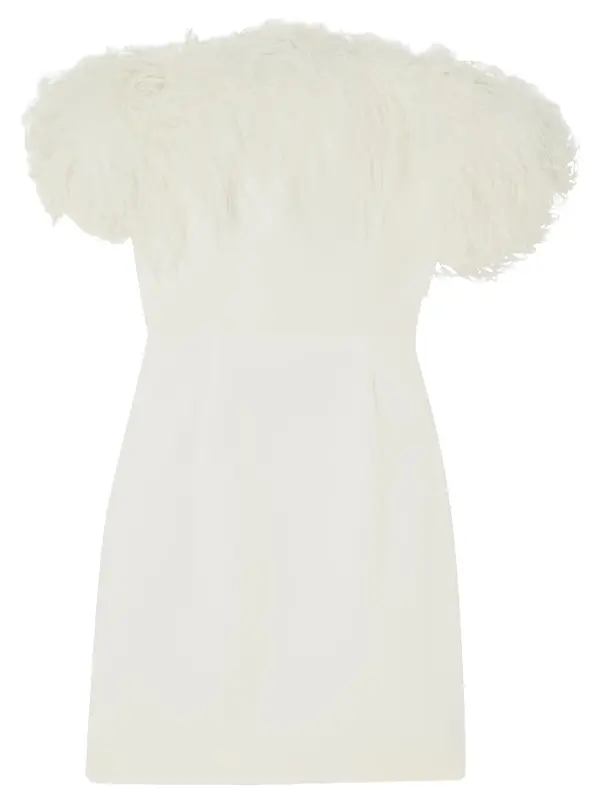 16Arlington Ava Feather-trimmed Mini Dress - Ivory