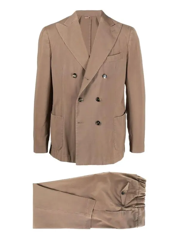 DELL'OGLIO Double-breasted Wool Suit - Neutrals