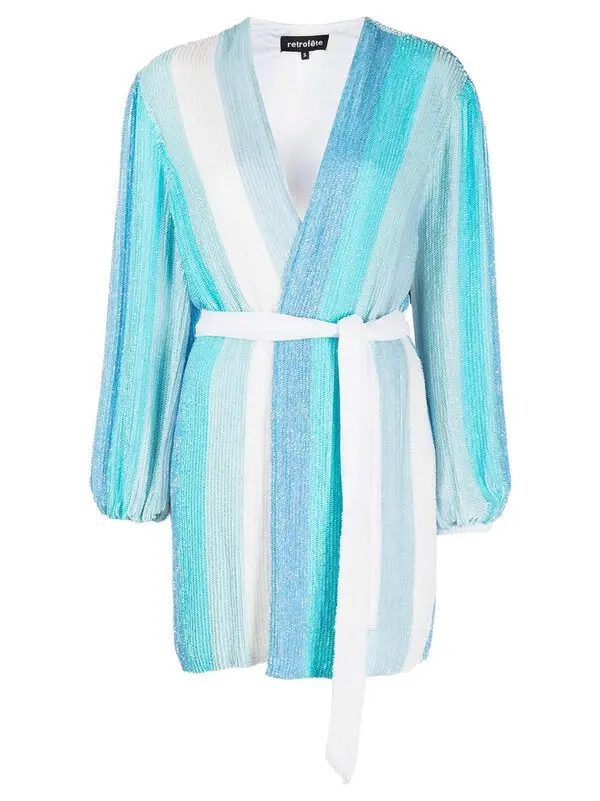 Retrofete Gabrielle Striped Sequin Wrap Dress - Multicolour
