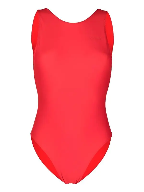 GANNI Recycled Scoop-back Swimsuit - Red