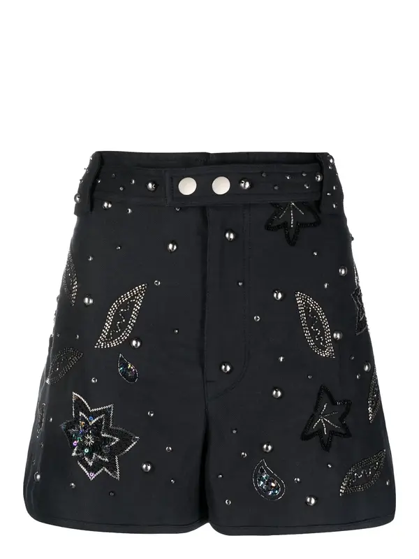 Isabel Marant Kayneliae Embroidered Shorts - Blue