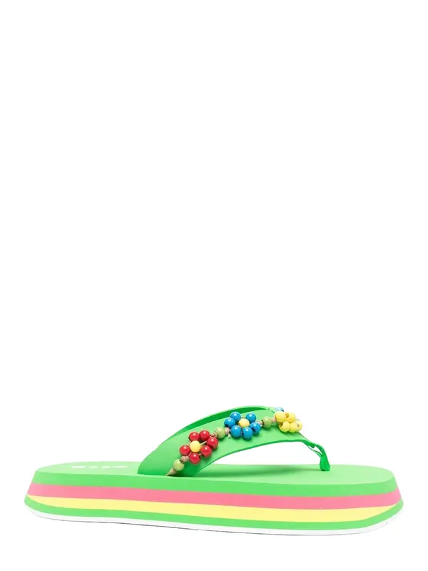 MSGM Bead-embellished Flip Flops - Green