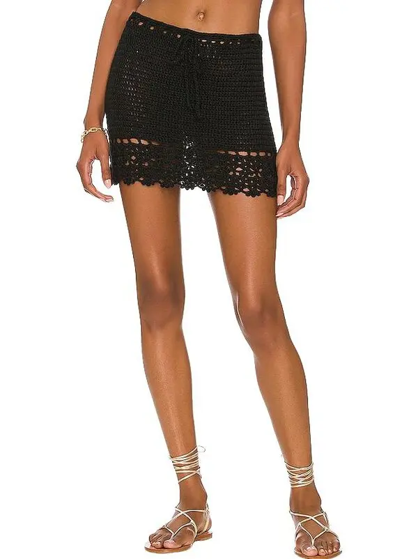MORE TO COME Elliana Crochet Mini Skirt - Black
