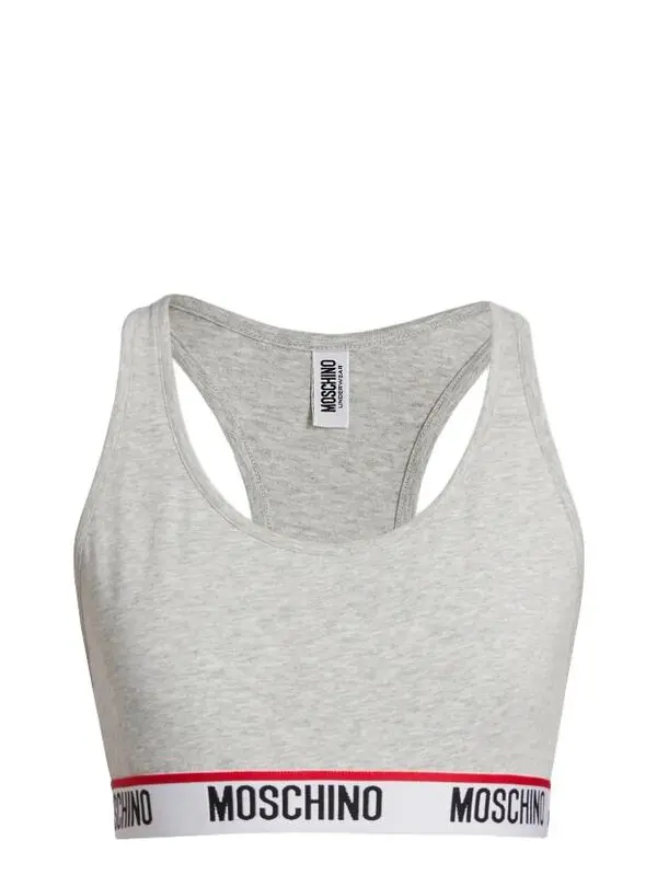 Moschino Core Logo-hem Sports Bra - Grey