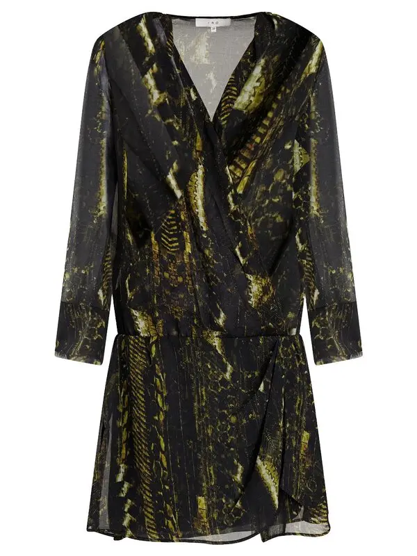 IRO PARIS Akley Wrap-effect Snakeprint Mini Dress - Black
