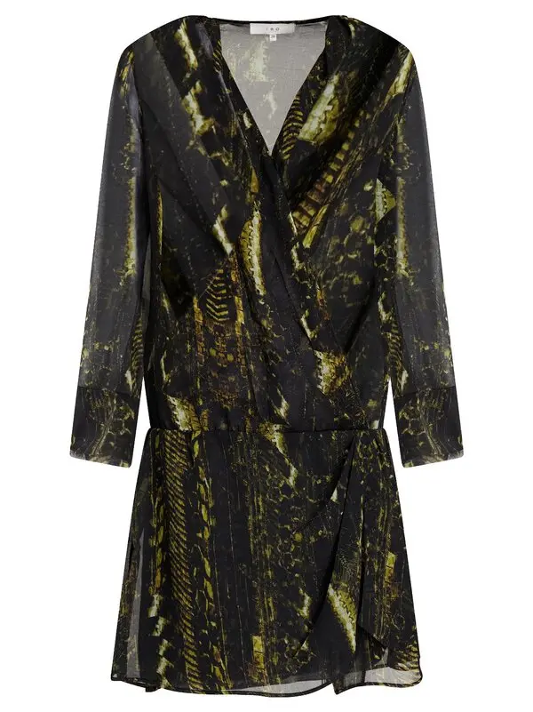 IRO PARIS Akley Wrap-effect Snakeprint Mini Dress - Chartreuse