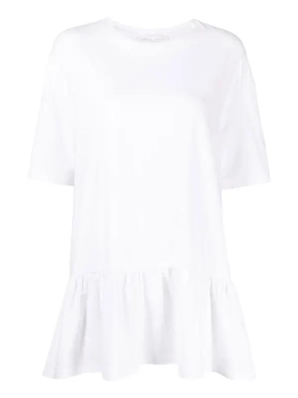 Fabiana Filippi Cotton-linen Peplum T-shirt - White
