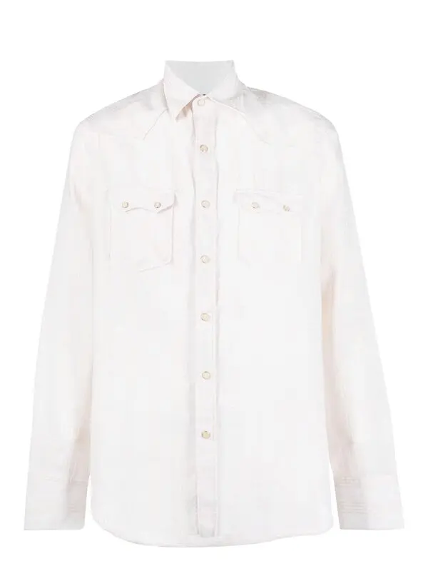 LARDINI Striped Flap-pockets Shirt - Neutrals