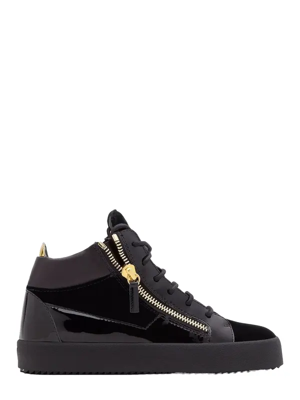 GIUSEPPE ZANOTTI Kriss Velvet Mid-top Sneakers - Black