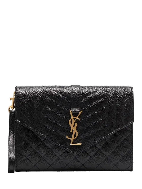 Saint Laurent Monogram Envelope Clutch - Black