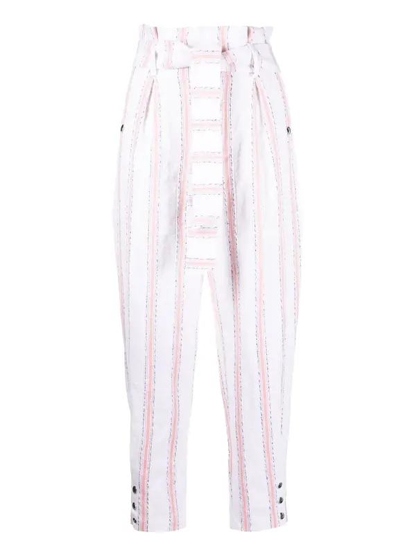 IRO PARIS Rula Striped Cropped Trousers - White