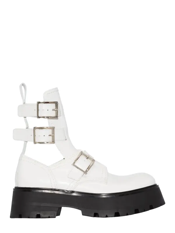 Alexander McQueen Buckle-fastened Caged Boots - White