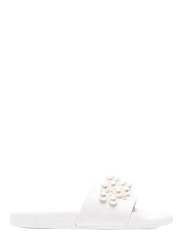 STUART WEITZMAN Goldie Faux Pearl-embellished Slides - White