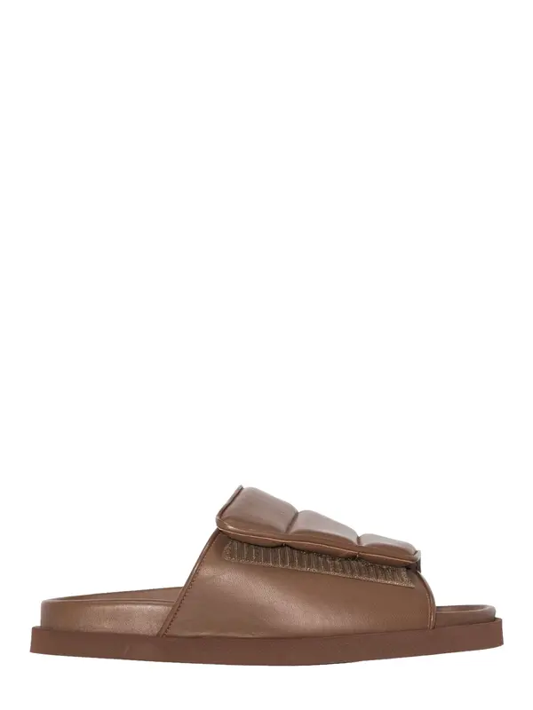 GIABORGHINI Padded Leather Slides - Brown