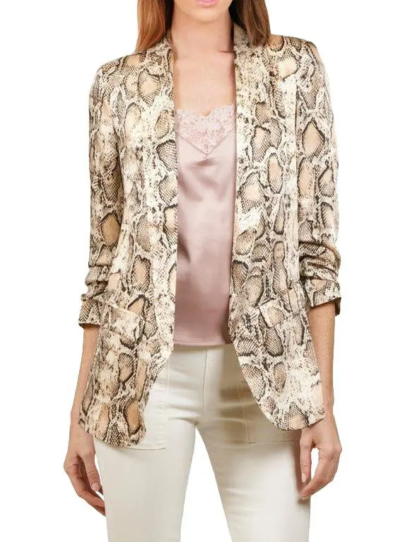 NIKKI LUND Nina Snake Print Blazer - Taupe
