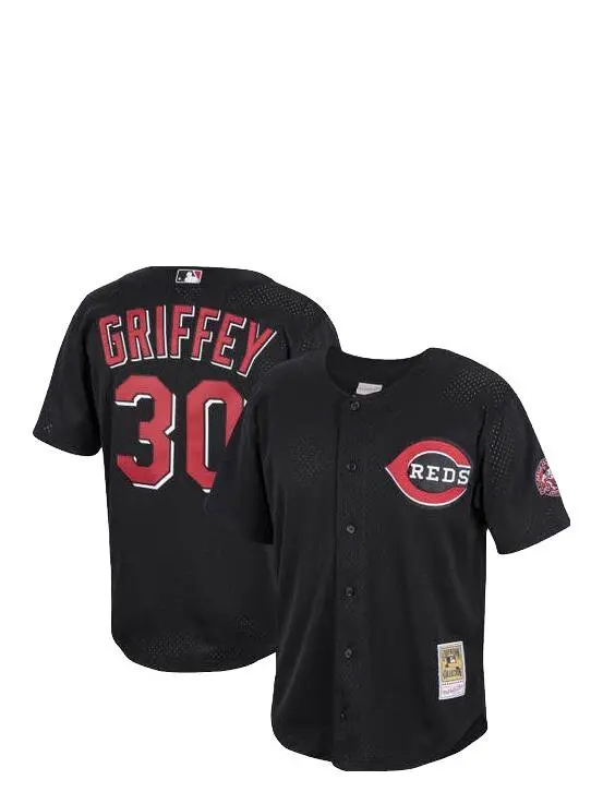 Mitchell & Ness Cincinnati Reds Ken Griffey Jr. Cooperstown Collection Mesh Batting Practice Button-up Jersey - Black