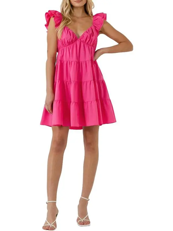 Endless Rose Ruffle Sweetheart Mini Dress - Fuchsia