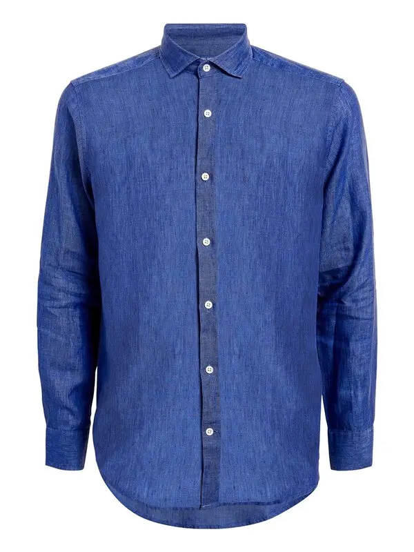 Frescobol Carioca Linen Antonio Shirt - Navy