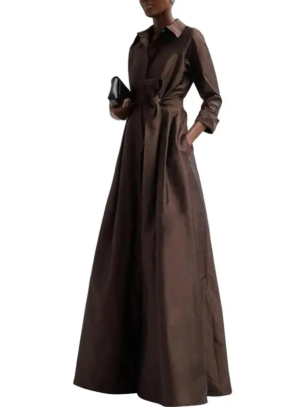 Rickie Freeman For Teri Jon Taffeta Gown - Espresso
