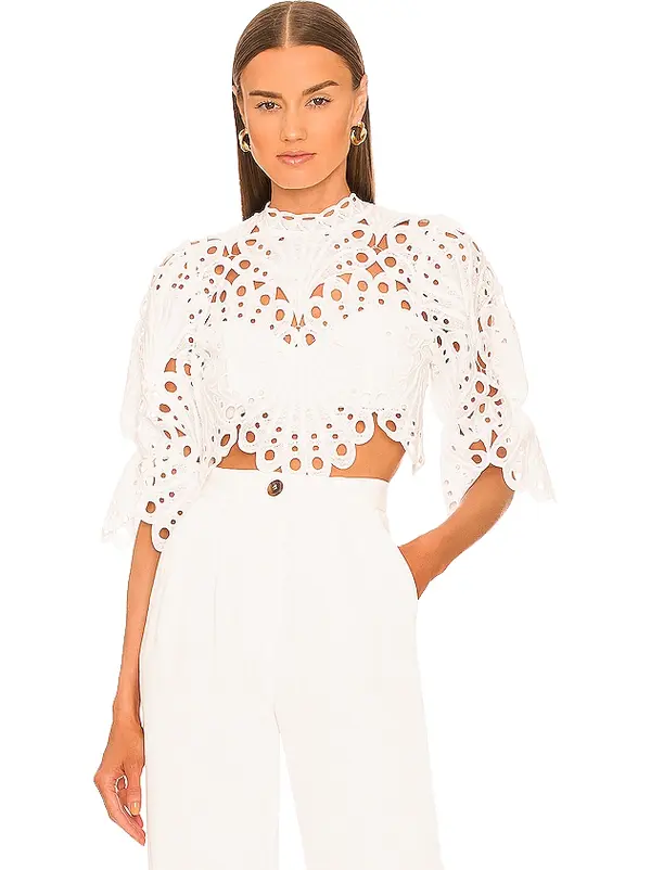MICHAEL COSTELLO X Jovani Crop Top - White