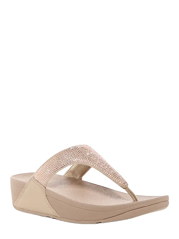 Fitflop Lulu Embellished Wedge Thong Sandals - Latte Beige