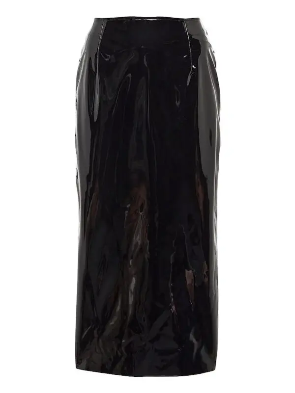 Alessandra Rich Vinyl Midi Skirt - Black