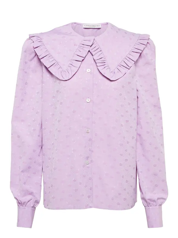 Alessandra Rich Floral Cotton Blouse - Purple