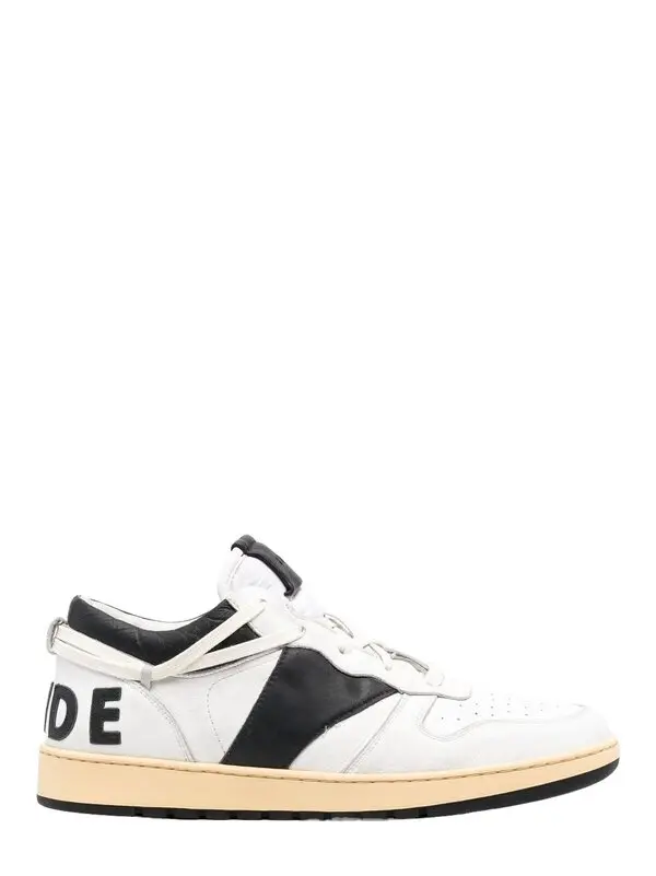 Rhude Logo-lettering Leather Sneakers - White